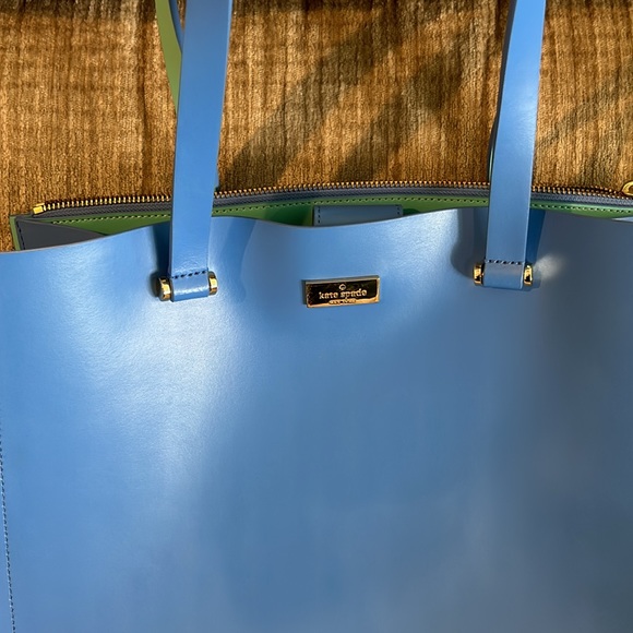 kate spade | Bags | Kate Spade Tote Shoulder Bag Blue Accent Of Green ...